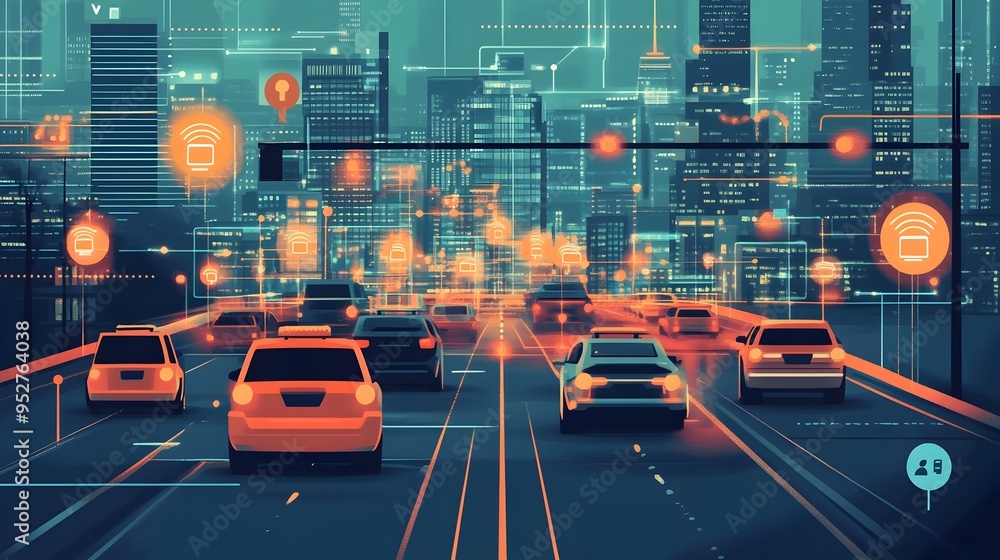 A Graphic Depicting Iot Based Sensors Monitoring And Analyzing Traffic Flow And Congestion In A
