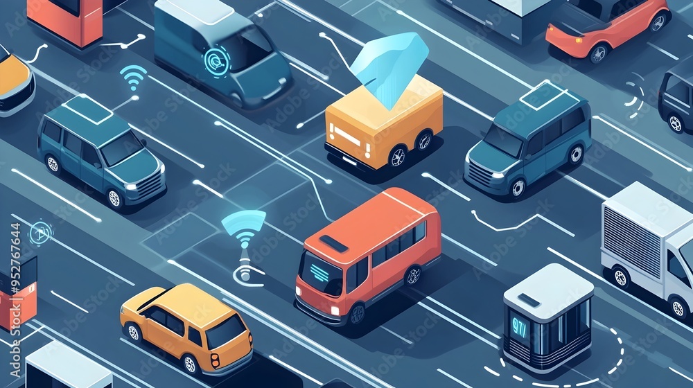 graphic depicting the interconnected network of vehicles communicating ...