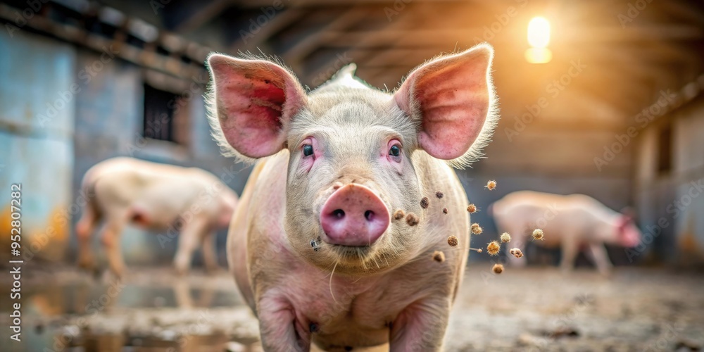 Infected domestic pig with African swine fever virus on a farm ...