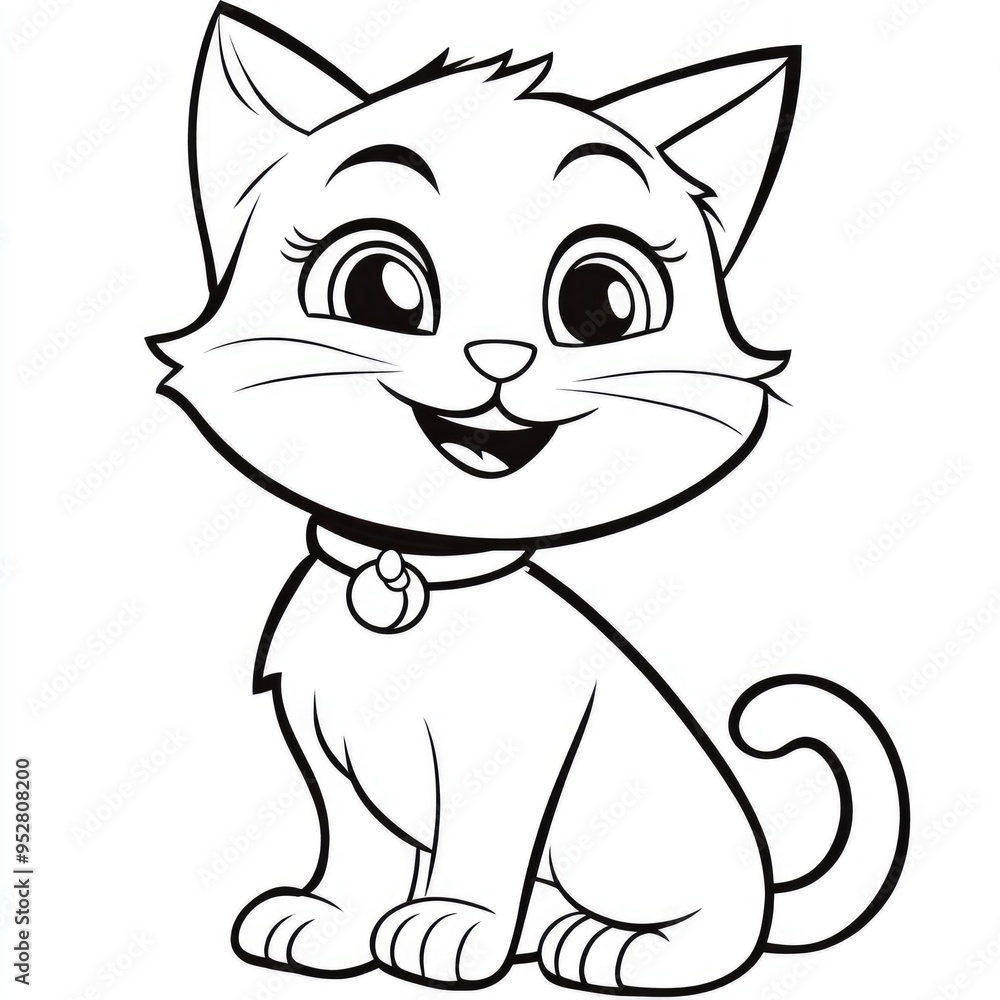 Delightful and simple cat coloring page designed for young children to ...