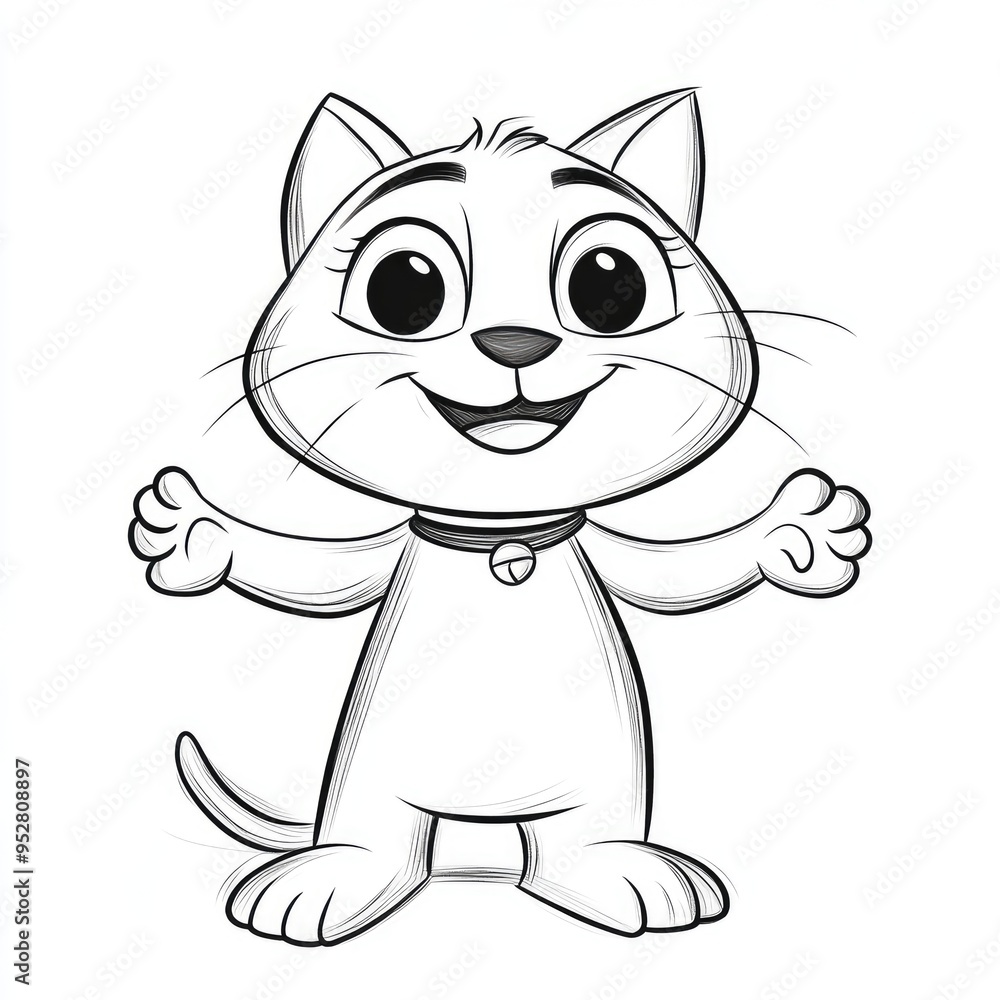 Delightful and playful cat coloring page designed for toddlers to spark ...