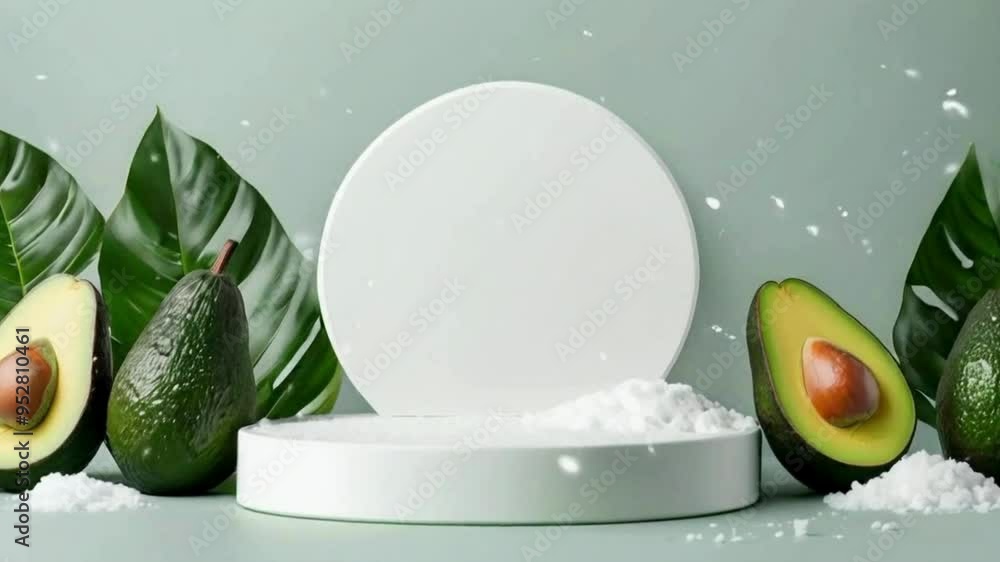 Podium Display with Green Avocado for Fresh and Organic Product ...