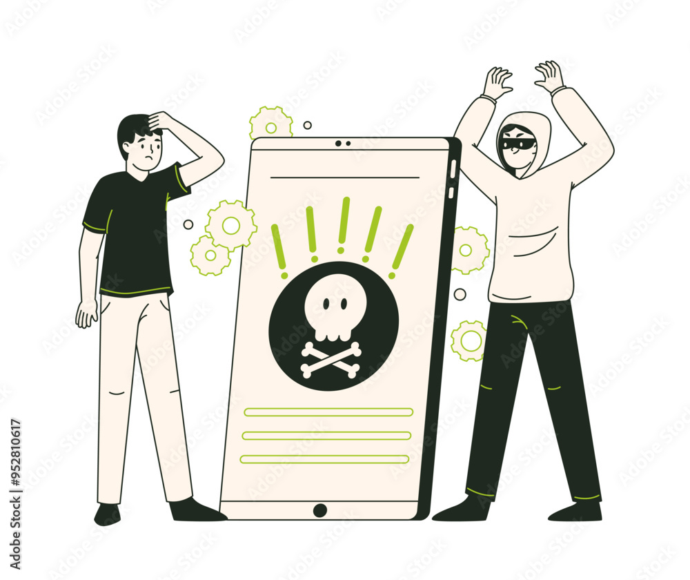 Internet fraud scene. Online cyber crime, cyber hacker attack, personal ...