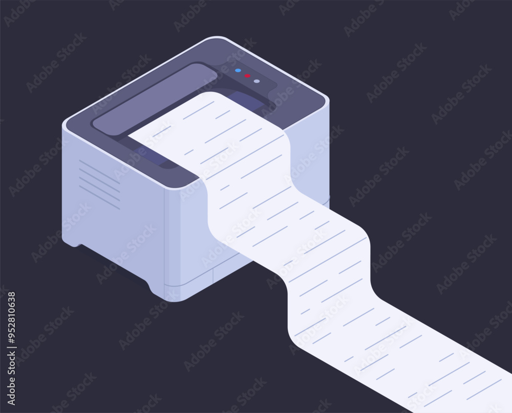 Isometric printer. Office printing gadget, multifunction printer ...