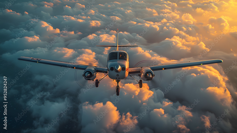 Small Plane Flying Diagonally in the Blue Sky – Aerial Adventure and ...