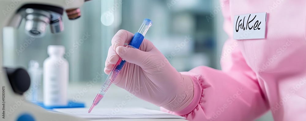 Researcher using flow cytometry to analyze cell populations in drug ...