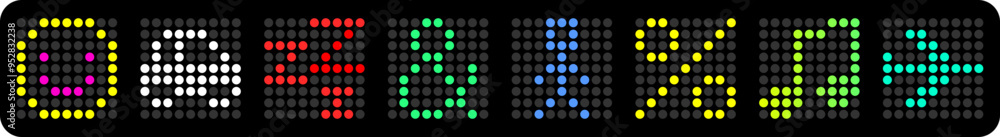 LED Display Style Vector: Digital Pixel Art symbols for Banners ...