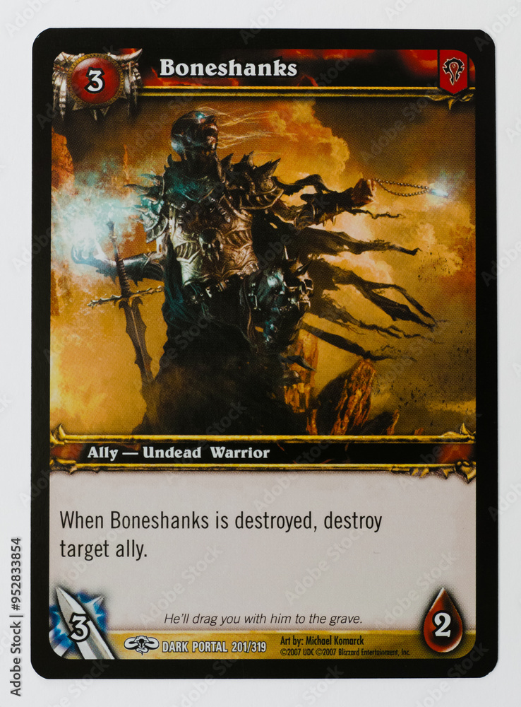 Hamburg, Germany - 06192024: photo of English World of Warcraft trading game card called ...