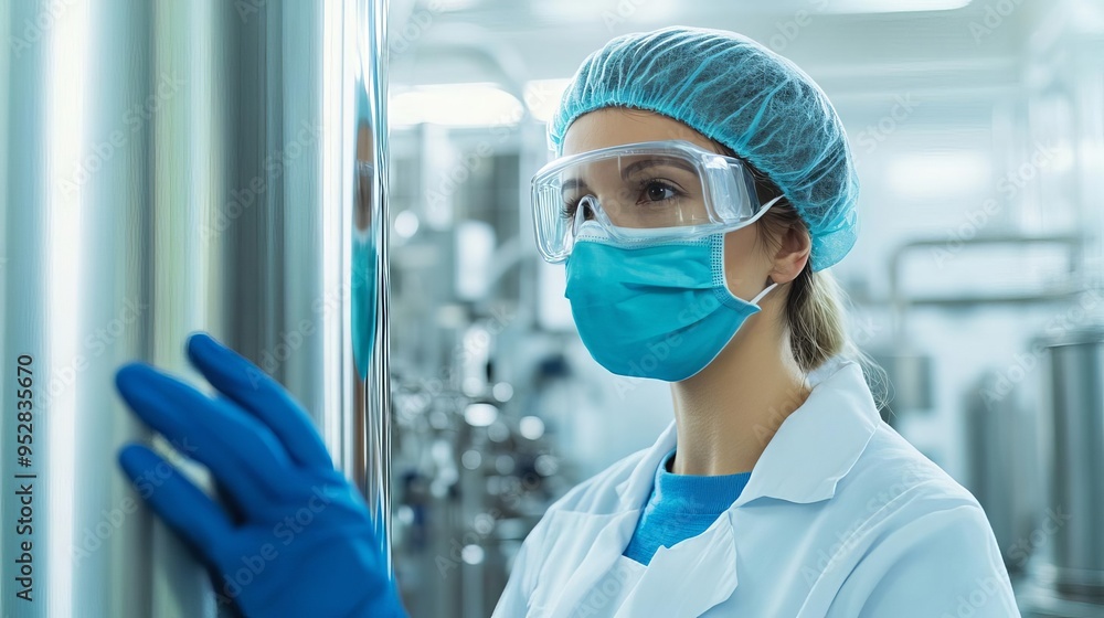 Technician using column chromatography for high-purity protein ...