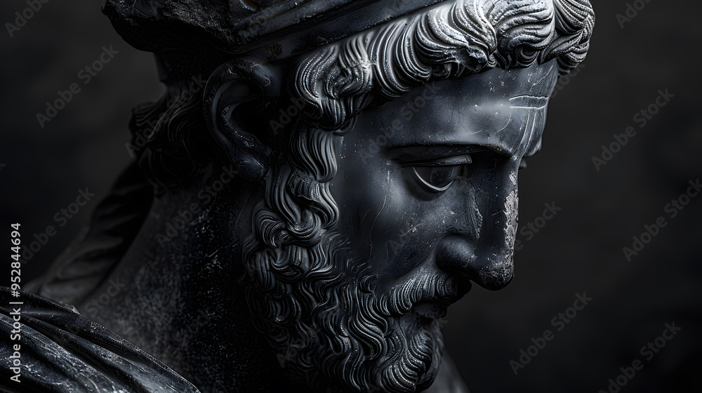 Stoic Greek Statue on Black Background | Classical Sculpture ...