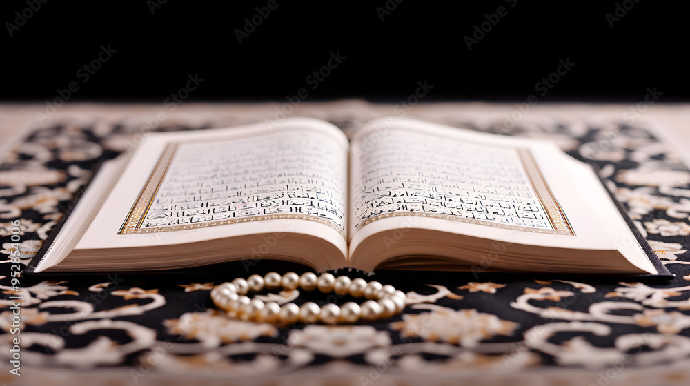 Islamic Concept - The Holy Al Quran with Written Arabic Text | Sacred ...