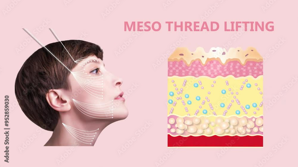 Meso thread Lift. Young female with clean fresh skin. Beautiful woman ...