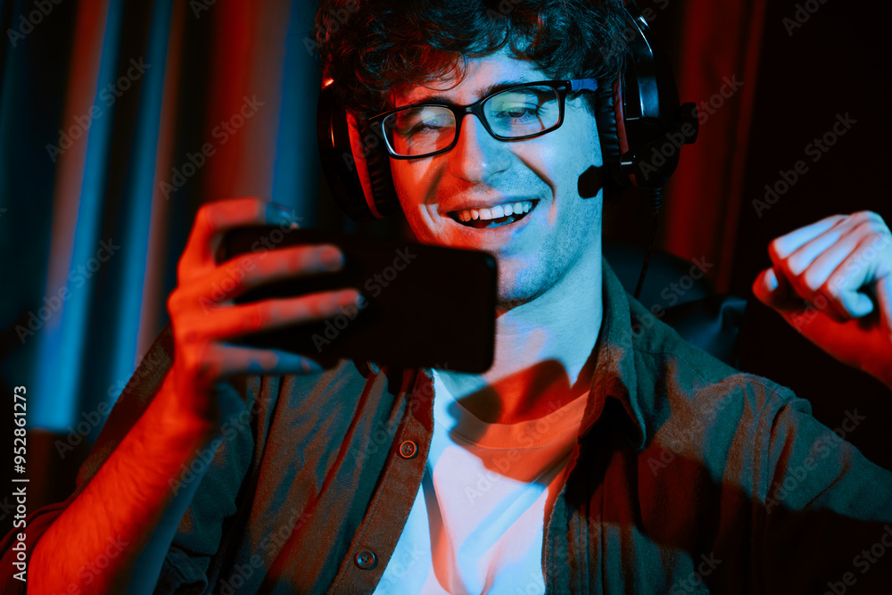 Young gaming streamer team getting winner players with Esport online on ...