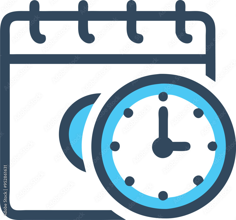 Clock and Schedule Calendar Icon on White Background, Minimalist and ...