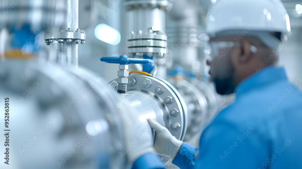 Male Worker Inspecting Steel Long Pipes and Pipeline | Industrial ...