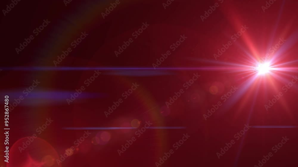 Red overlay lens flares with bright white dazzling light on transparent ...