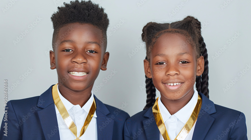 an african american boy and girl wearing private school uniforms, and ...