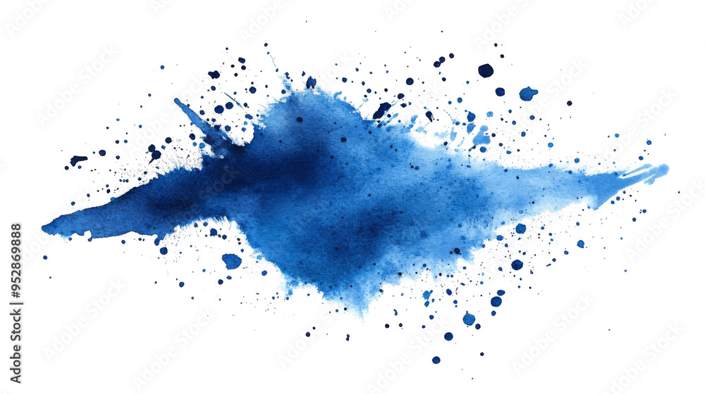 Azure PNG watercolor wash illustration. A vibrant blue watercolor ...
