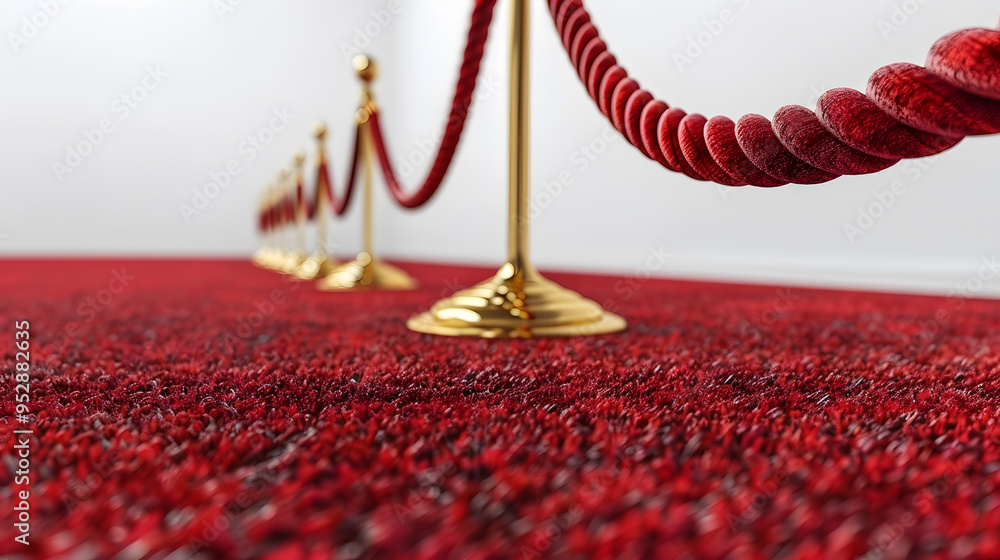 Red Carpet with Velvet Rope Barrier and Gold Poles | Luxurious VIP ...
