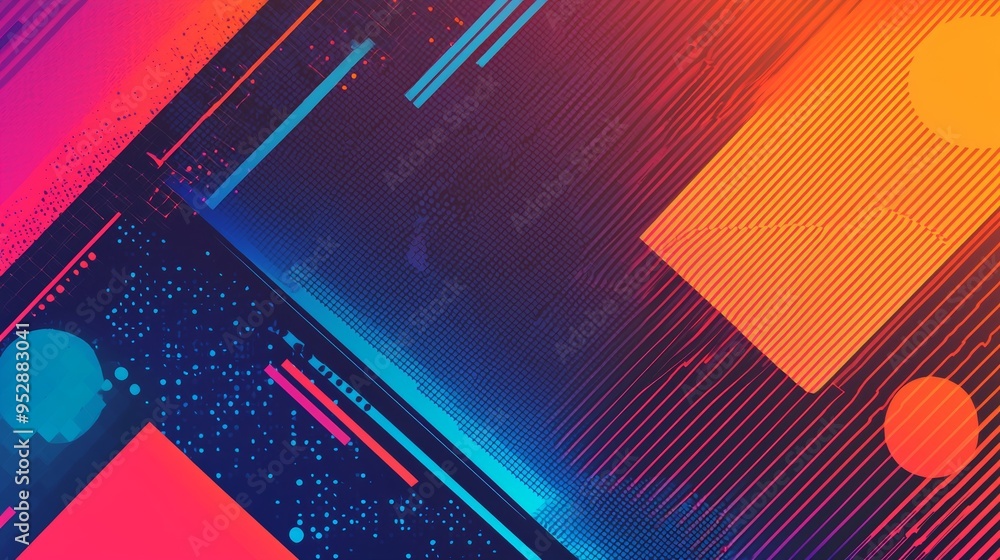 Abstract background with an eighties neon retro style color palette ...