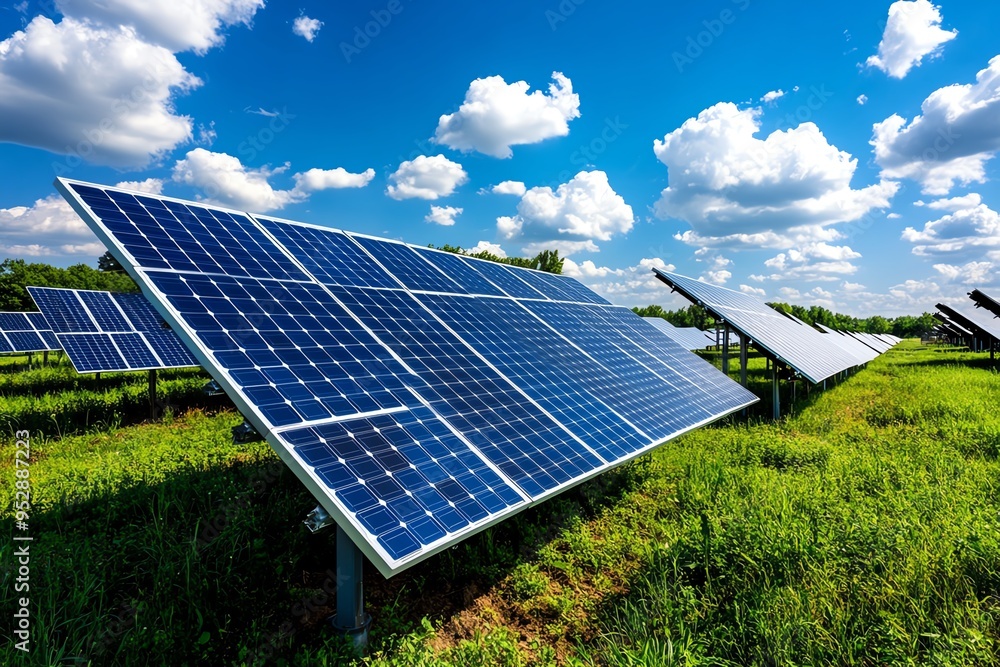 Clean energy development projects are captured in a realistic photo of ...