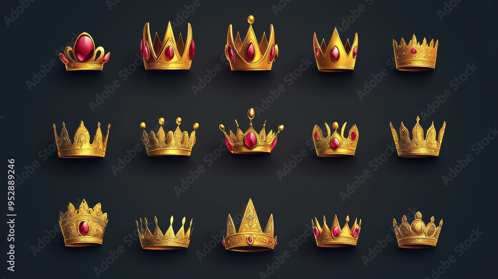 The king and queen wear a gold crown with royal headgear of nobility ...