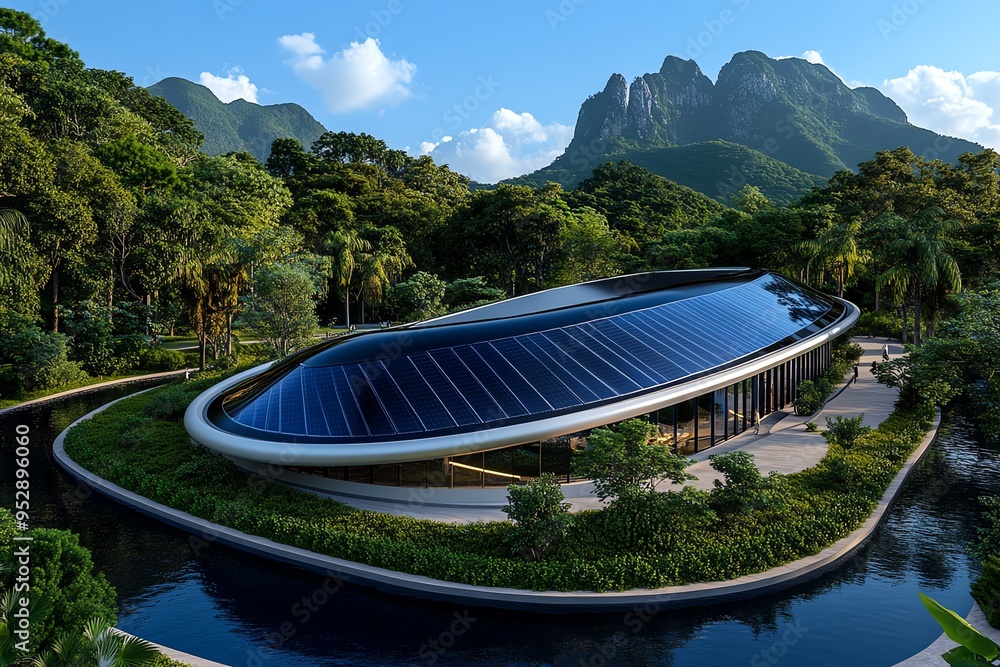 Clean energy sustainability is featured in a detailed illustration of a ...