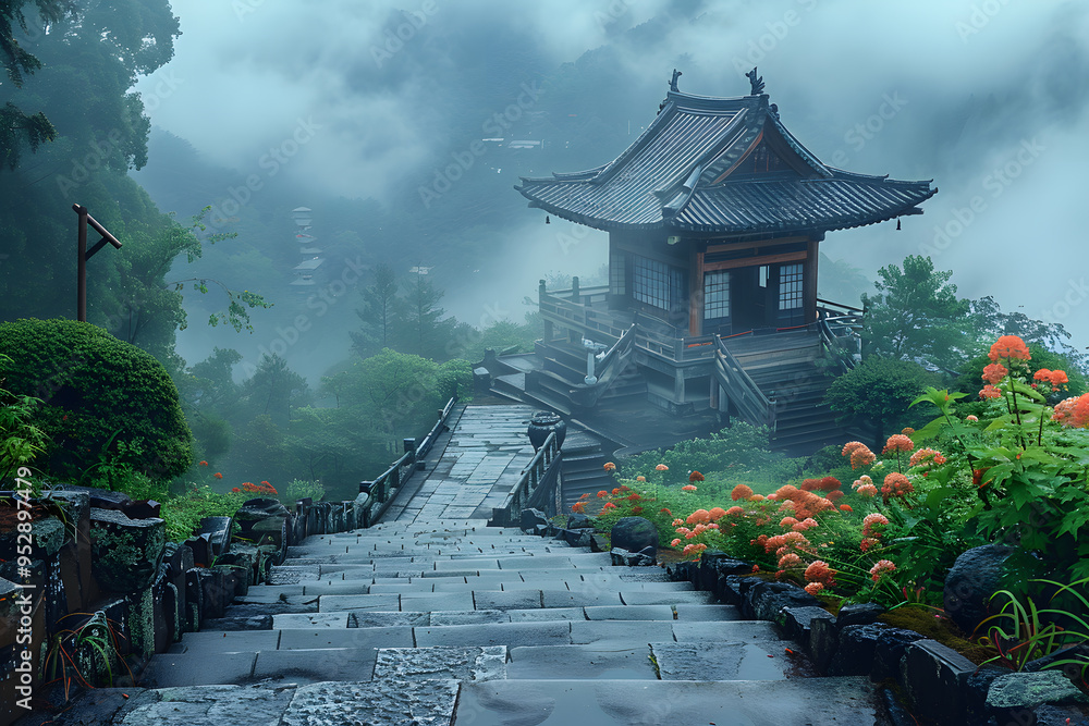 Japanese Temple in the High Mountains | Serene and Sacred Architecture ...