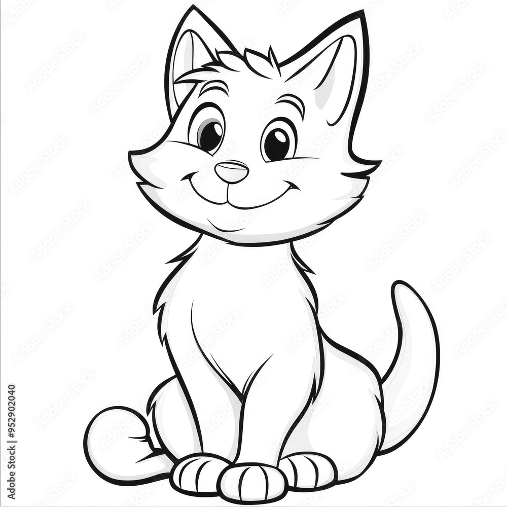 Delightful simple cat coloring page perfect for toddlers and young ...