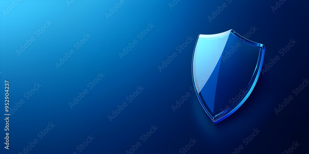 Shield icon banner. Iconic shield symbol on vibrant blue background ...