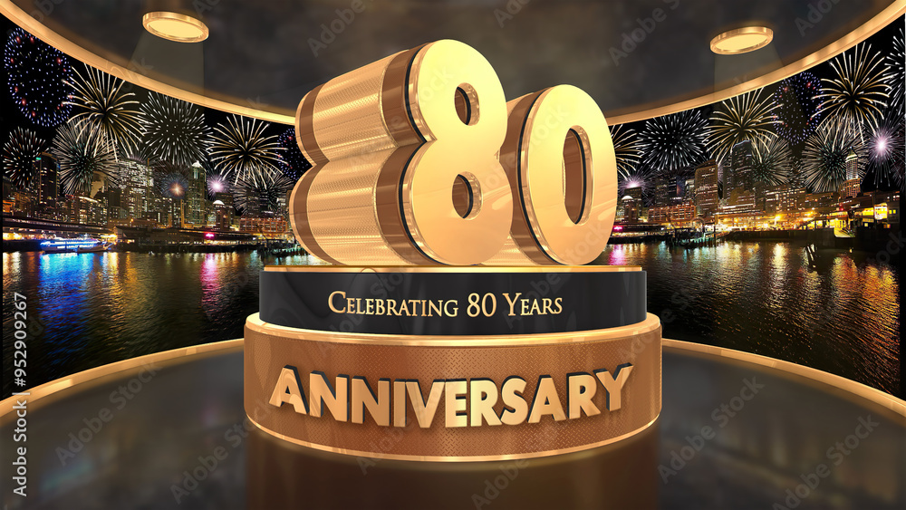 80 years, 80th anniversary illustration, backdrop, flyer, poster in 4K ...