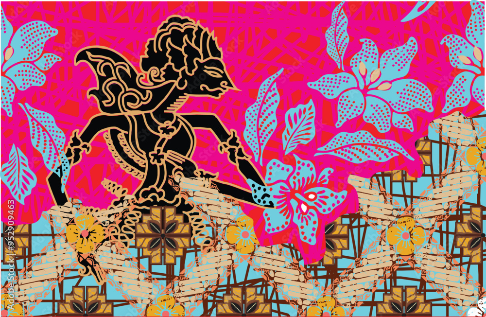 Indonesian batik motifs by displaying a very distinctive wayang kulit ...