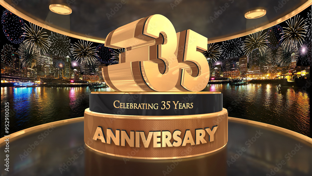 35 years, 35th anniversary illustration, backdrop, flyer, poster in 4K ...