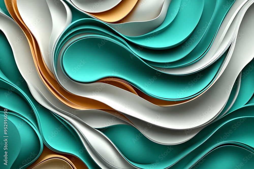 Mint color abstract shapes with flowing lines and soft gradients ...