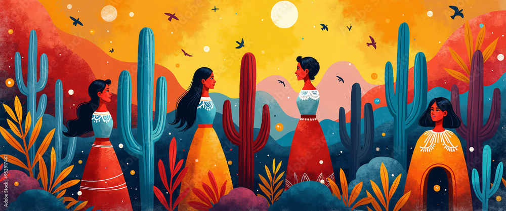 Design a poster featuring vibrant Hispanic heritage symbols icons and ...