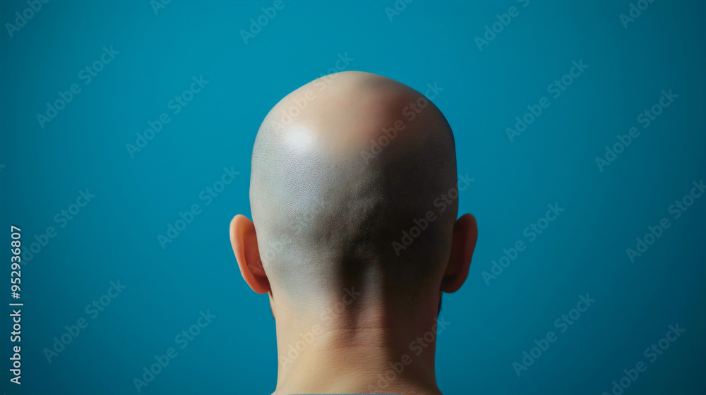 Baldness concept, rear back view of bald man head. Adult male person ...