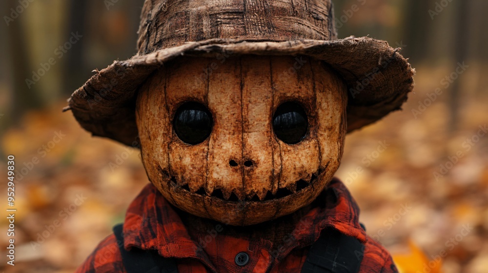Woodland Wraith: A hauntingly beautiful scarecrow, carved from wood and ...