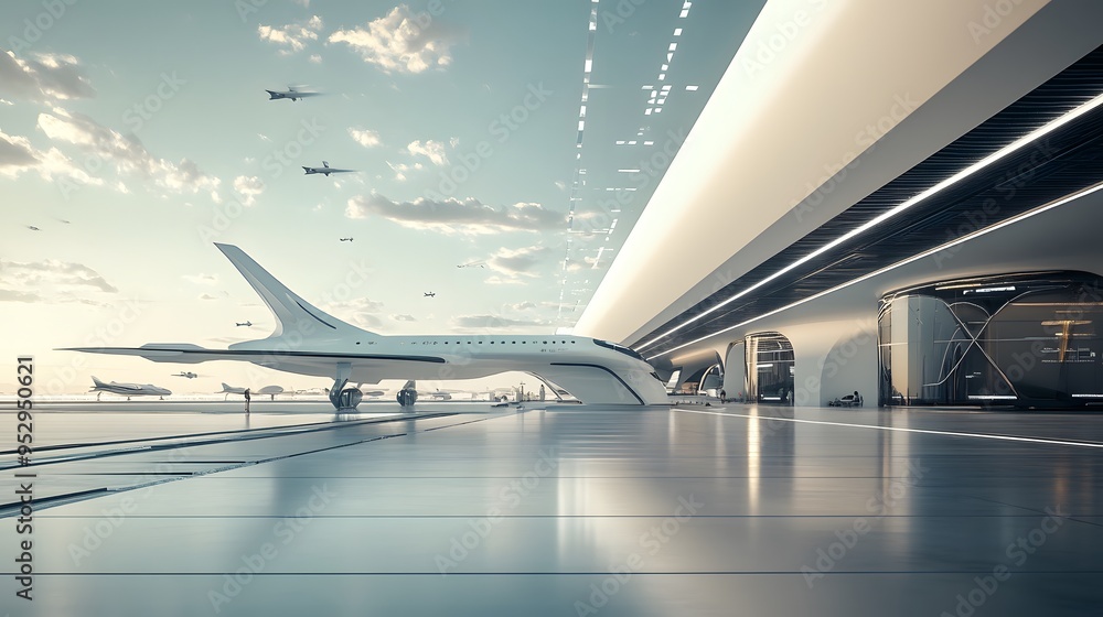28082302 04 Airport terminal of the future with sleek architecture and ...