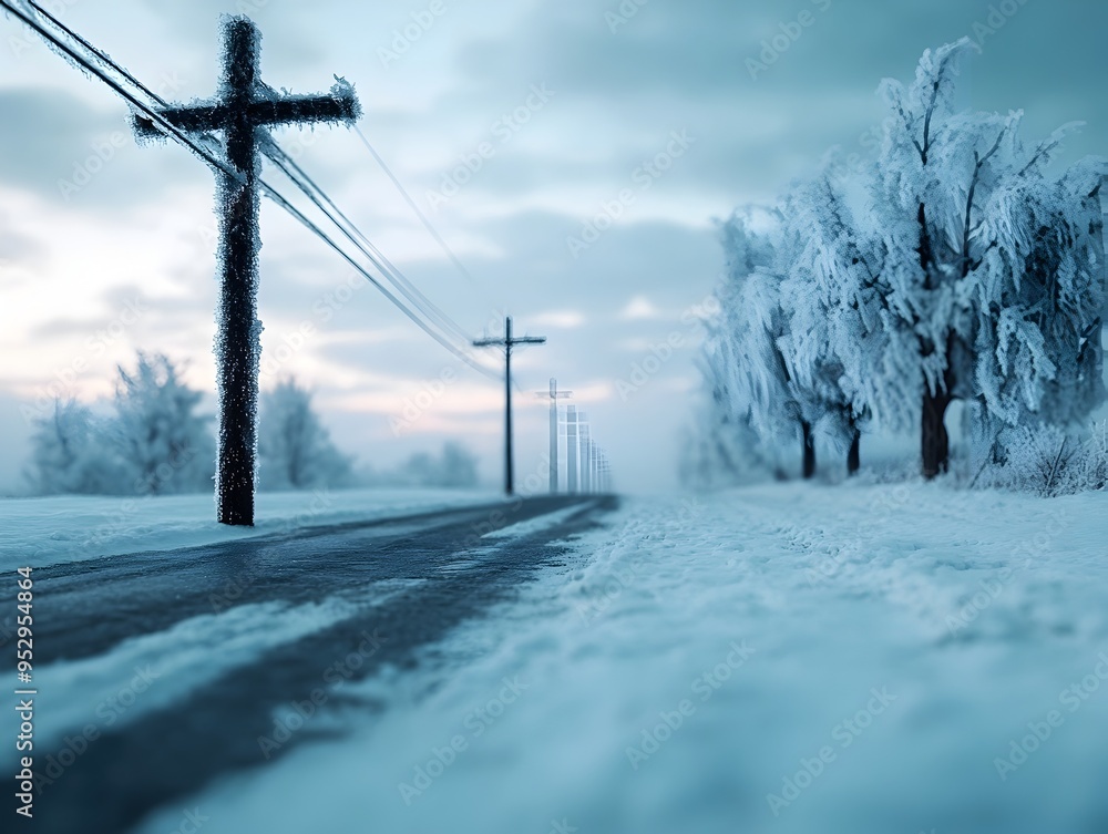 Dangerous Ice Storm Encasing Trees and Electrical Lines in Frozen ...