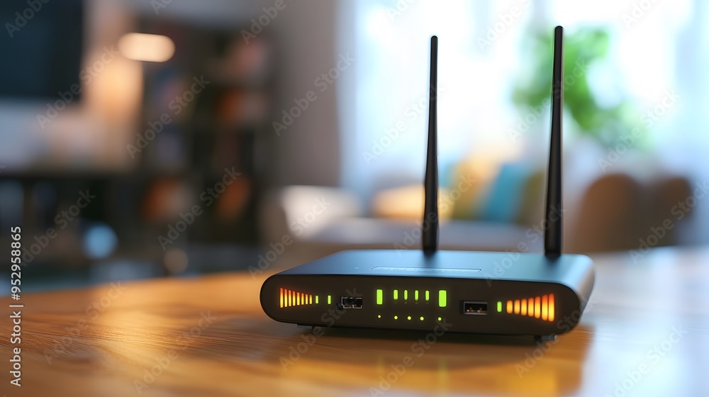 High-speed technology router delivering ultra-fast internet connection ...
