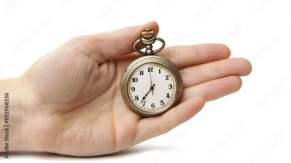 Male hand starts the analog stopwatch on a black, Hand Holding ...