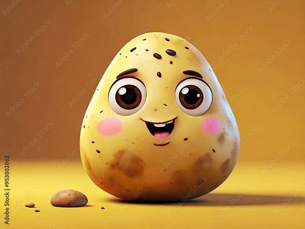 Charming art of a small smiling potato, perfect for National Potato Day ...