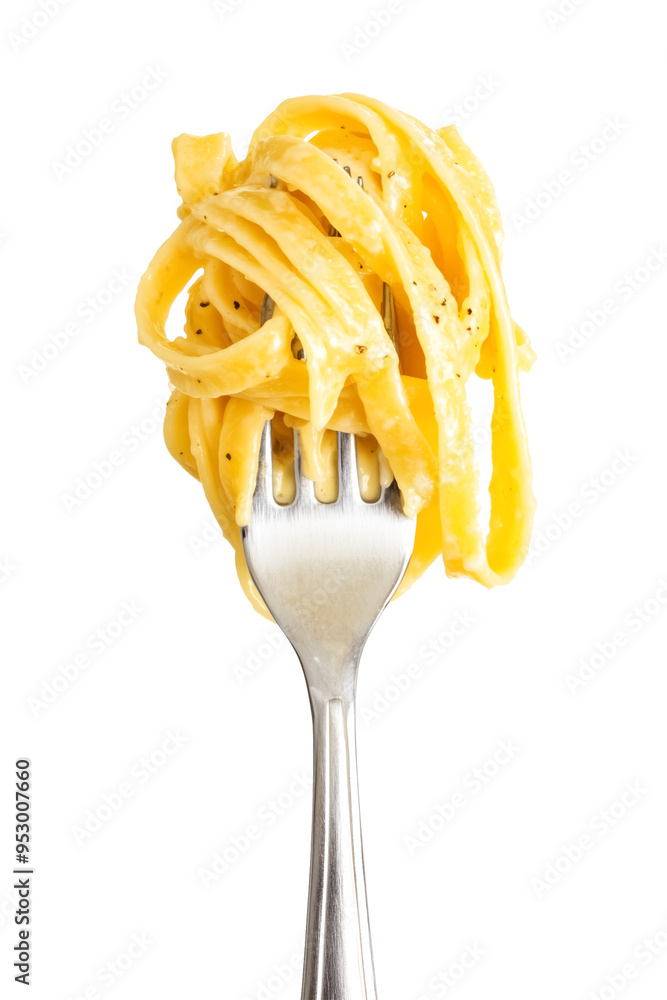 pasta wrapped onto a fork, isolated on a transparent background - a ...