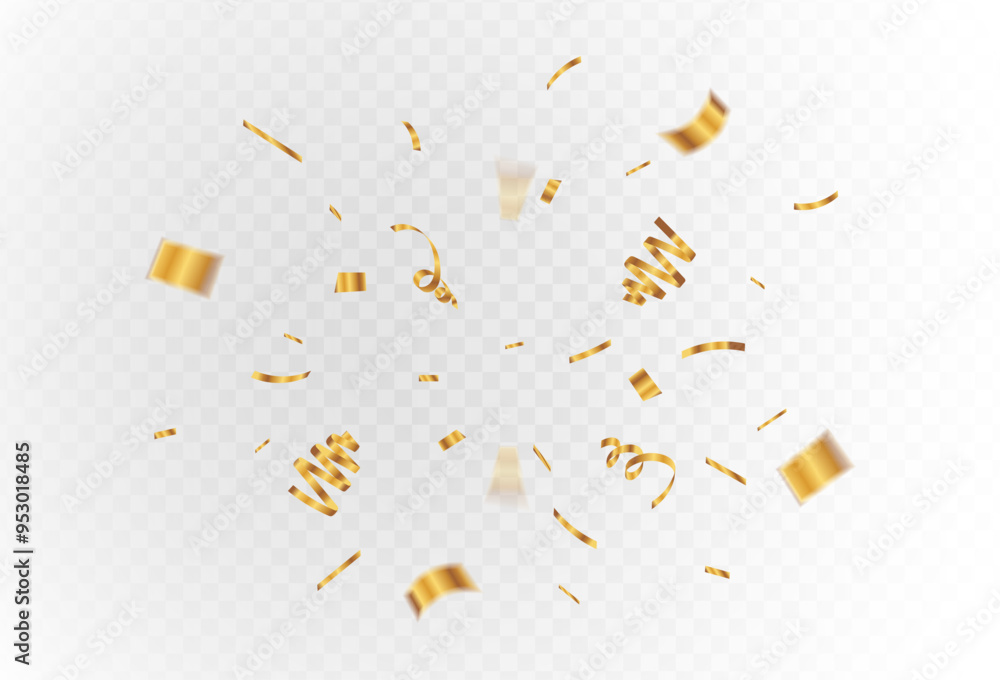 Confetti explosion on a transparent background. Shiny shiny golden ...