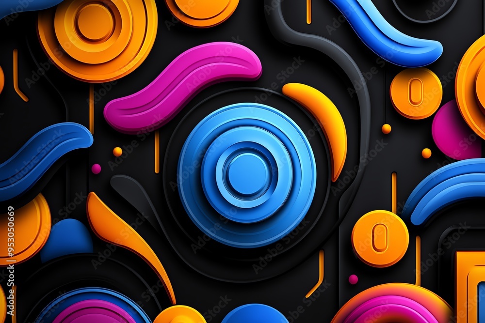 Neon color patterns with vibrant gradients and geometric shapes ...