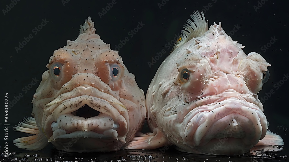 Blobfish in its natural deep-sea habitat, compared side by side with ...