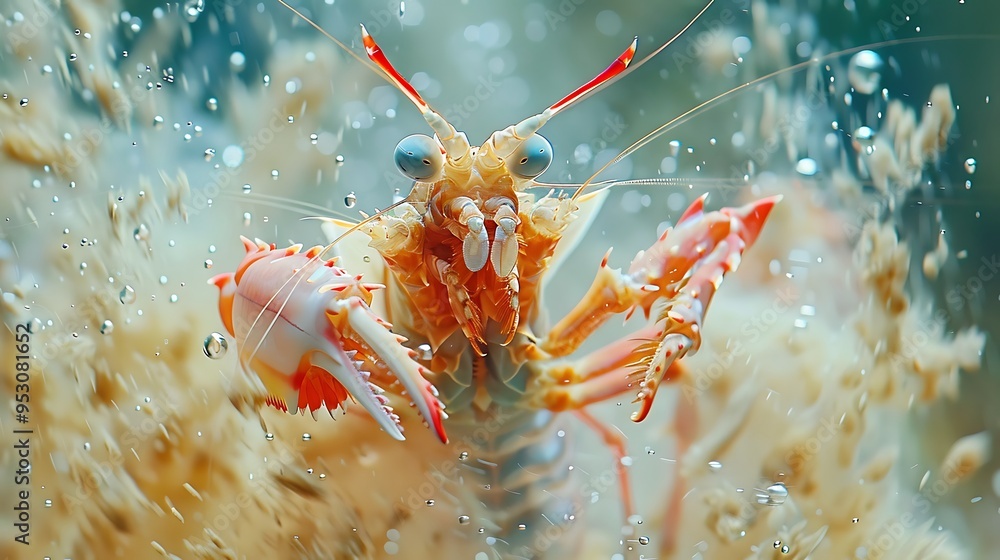 Mantis shrimp striking its prey with a super-fast punch, the underwater ...