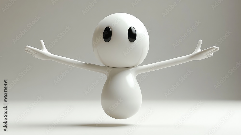 3D render of a funny cartoon character with flexible boneless hands ...