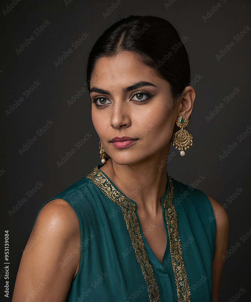 Beautiful woman in profile with long and shiny wavy hair . Beauty model ...