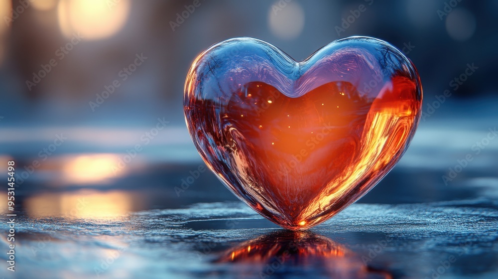 3D metallic heart symbol love sign romantic clip art isolated shiny ...